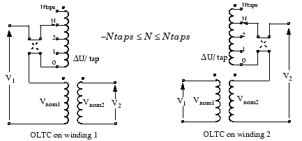 Трехфазный OLTC регулирование трансформатора (тип Phasor)
